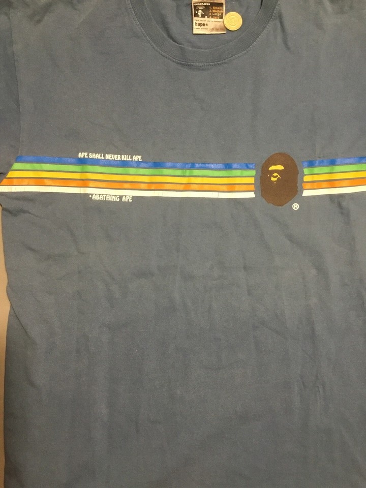 VTG BAPE A BATHING APE BABY MILO BAPESTA ANVIL TAG T-SHIRT SIZE L | eBay