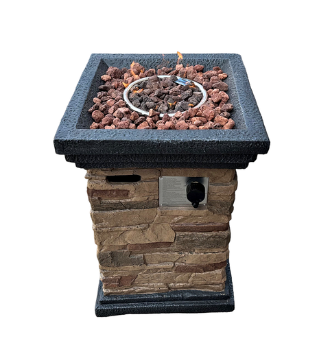 The Cold Remedy Outdoor Propane Fire Pit Imitation Stone & Lava Rocks ...