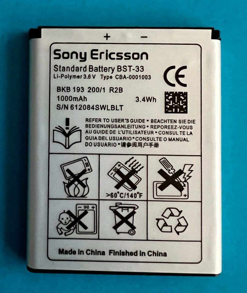 BATTERIE DE REMPLACEMENT SONY ERICSON BST-33 BST33 ORIGINE 1000mAH 3 ...