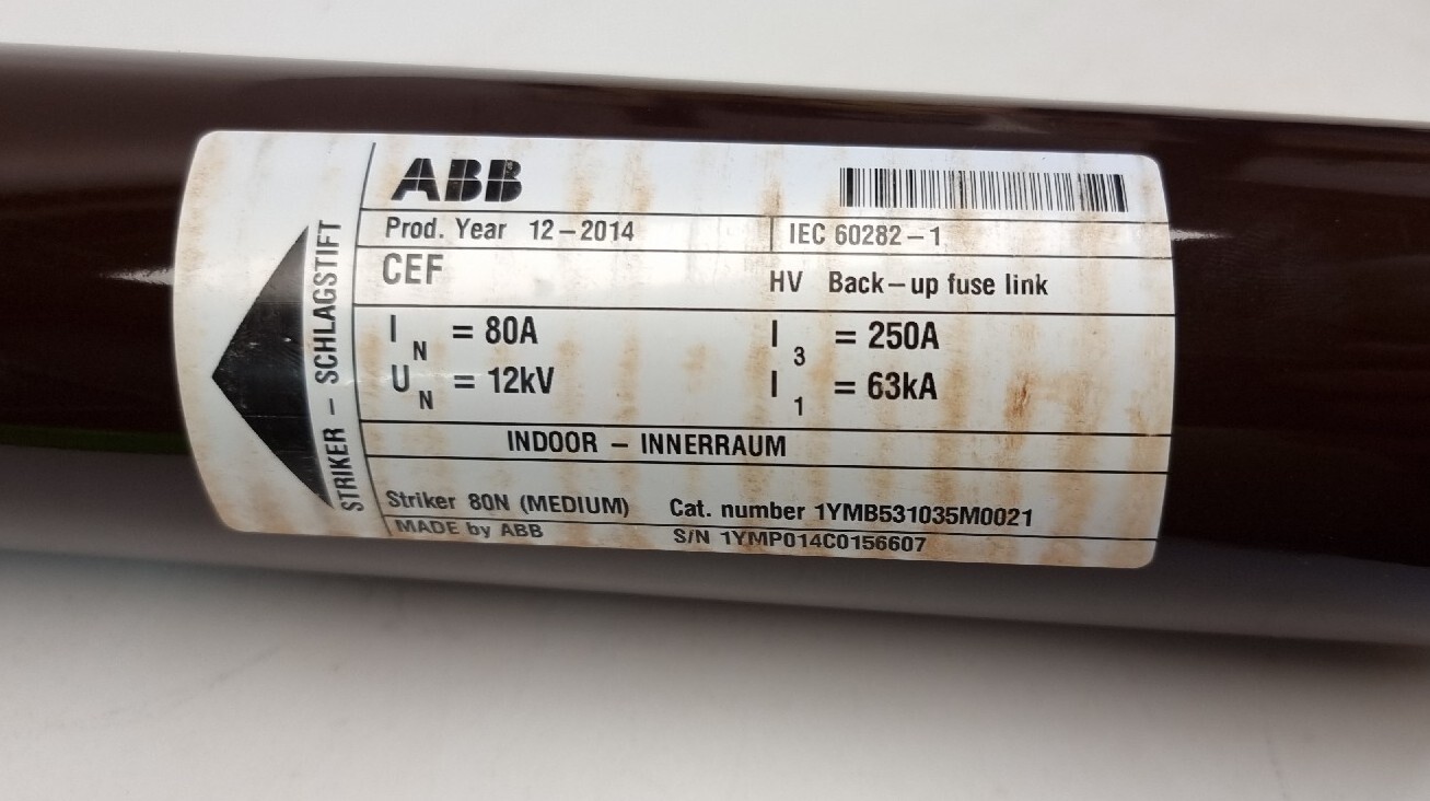 ABB CEF Medium Voltage Fuse Link 12kV 80A 63kA With 80N Striker ...