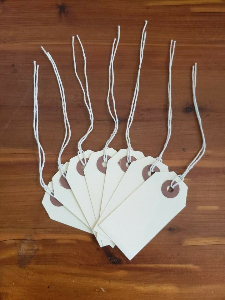 Manila Tags w/ String Shipping Hang Label Pre Strung Scrapbook Size 1 2 ...