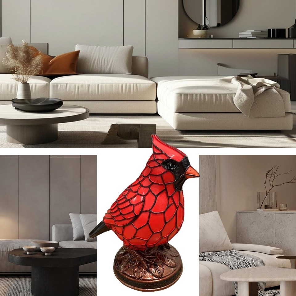 Cardinal Bird Desk Lamp Red Resin Bird Lamps For Christmas Art ...