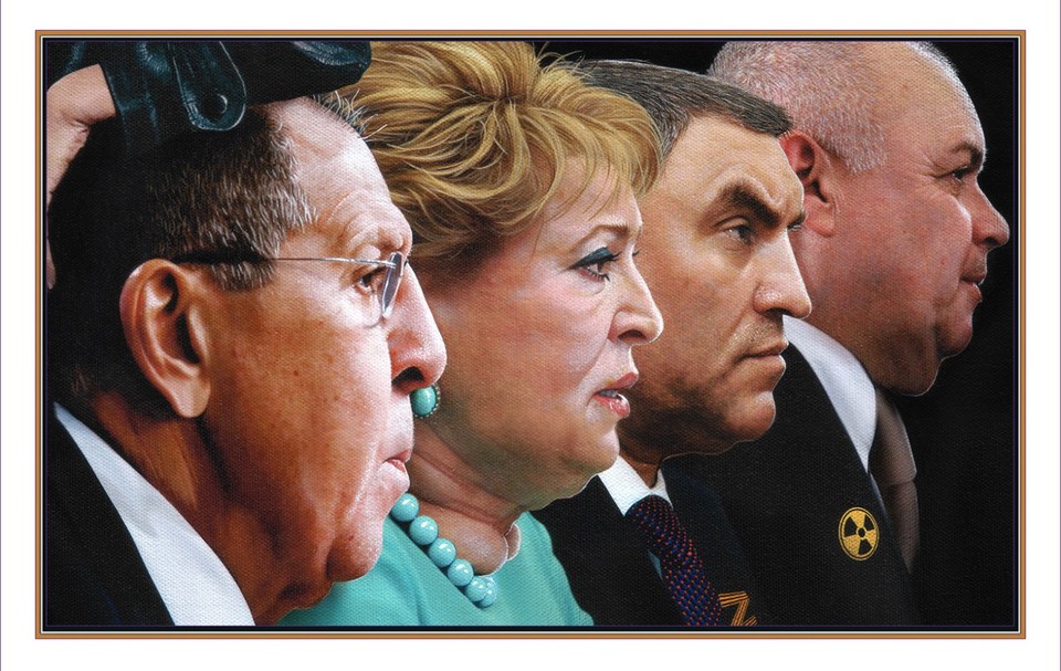 🇺🇸 PUTIN's "Z- ITEMS" - ORIGINAL PAINTING by KOUFAY 20"x32" CANVAS (COA ...