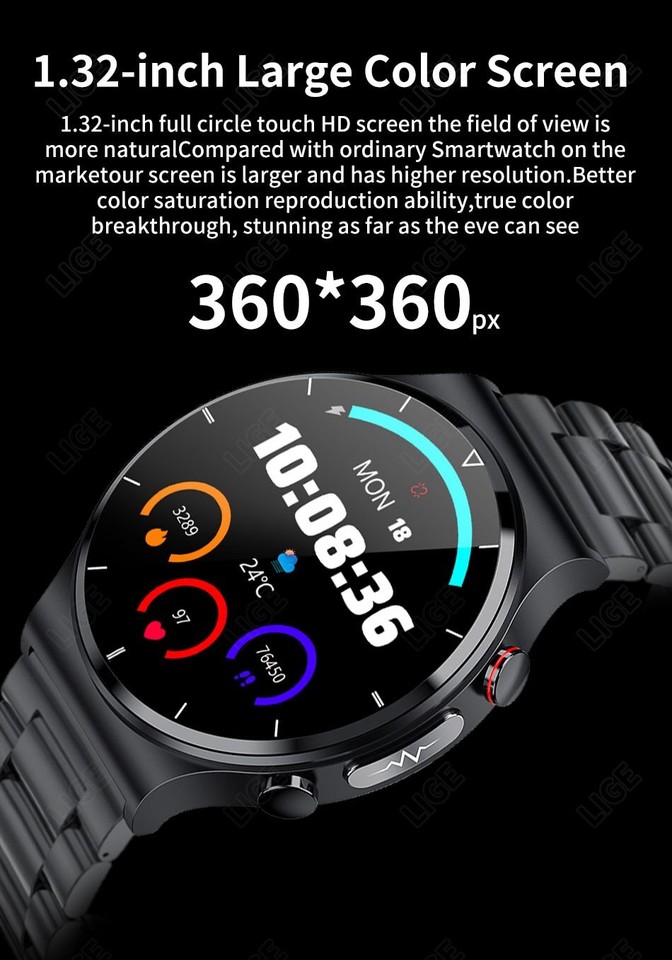 Men Smartwatch 360*360 HD Full Touch Screen Fitness Tracker Smart Watch ...