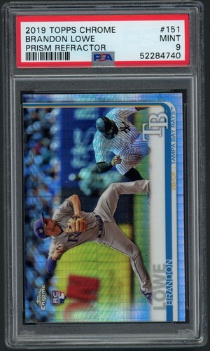 2019 Topps Chrome Brandon Lowe Rays #151 PSA 9 MINT Rookie Card Prism ...