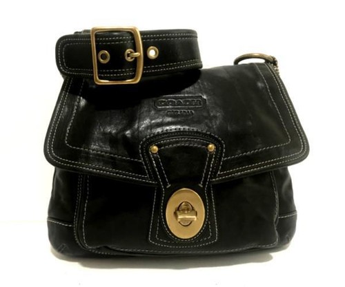 MINT COACH LEGACY BLK VACHETTA LEATHER SLIM ALI FLAP HOBO SHOULDER BAG ...