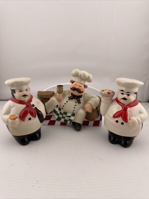 Gourmet Master Italian Chefs Salt and Pepper Shakers W/Napkin Holder | eBay