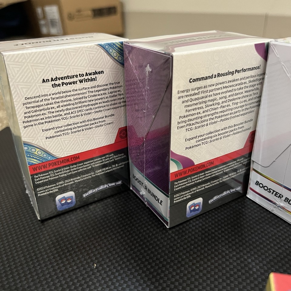 (6) Pokemon Booster Bundle LOT - 151 Paldean Fates Paldea Crown Surging ...