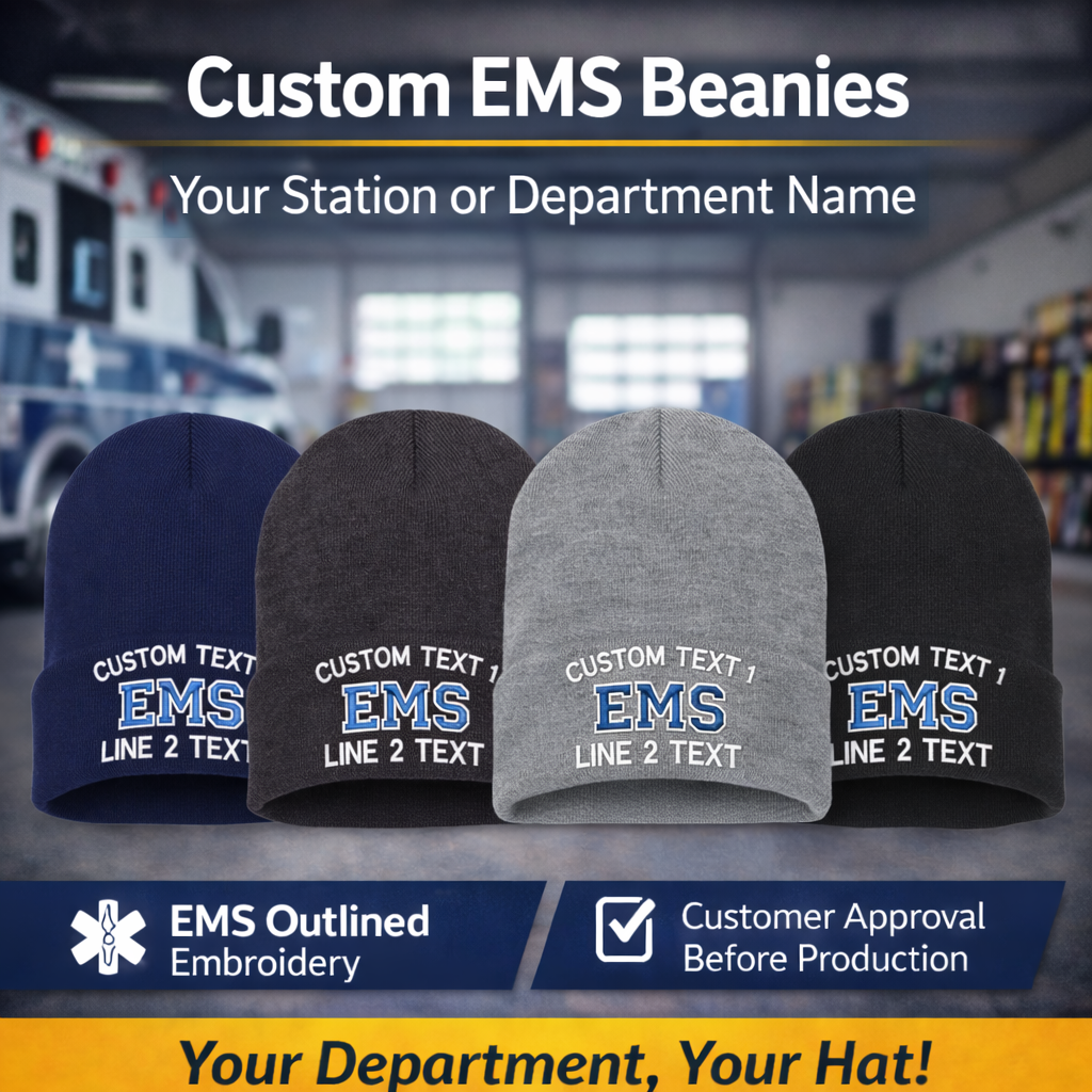 Custom EMS Beanies, Navy-Black-Dk Gray-Lt Gray, Medic, EMT, Paramedic ...