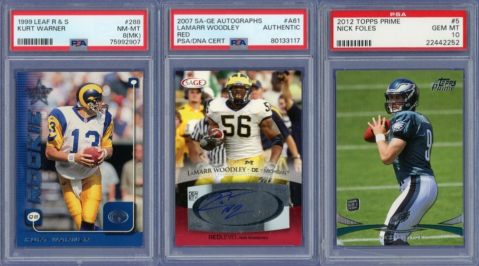 Graded Football Card Lot PSA, Tom Brady, Calvin Johnson, Warner, Trevor ...