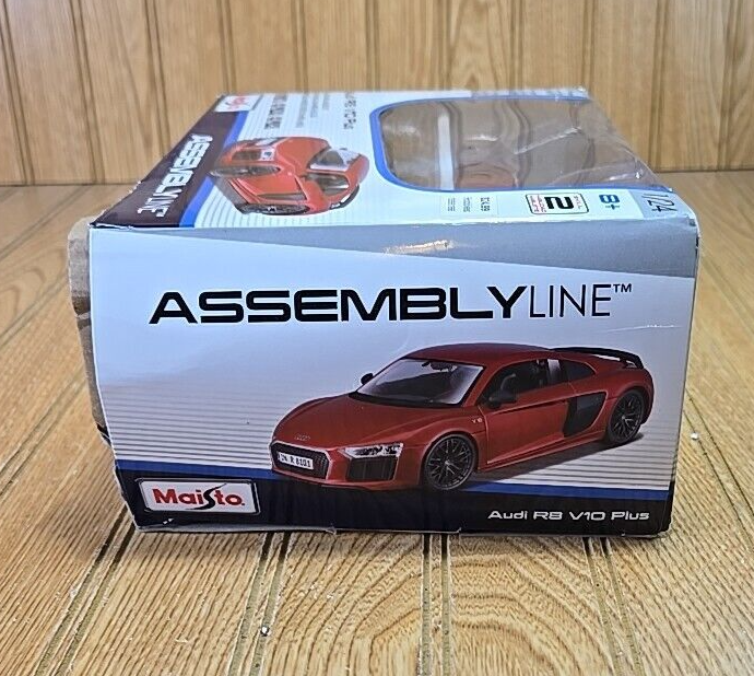 Maisto Audi R8 V10 Plus 1/24 Scale Assembly Line Metallic Red Diecast ...