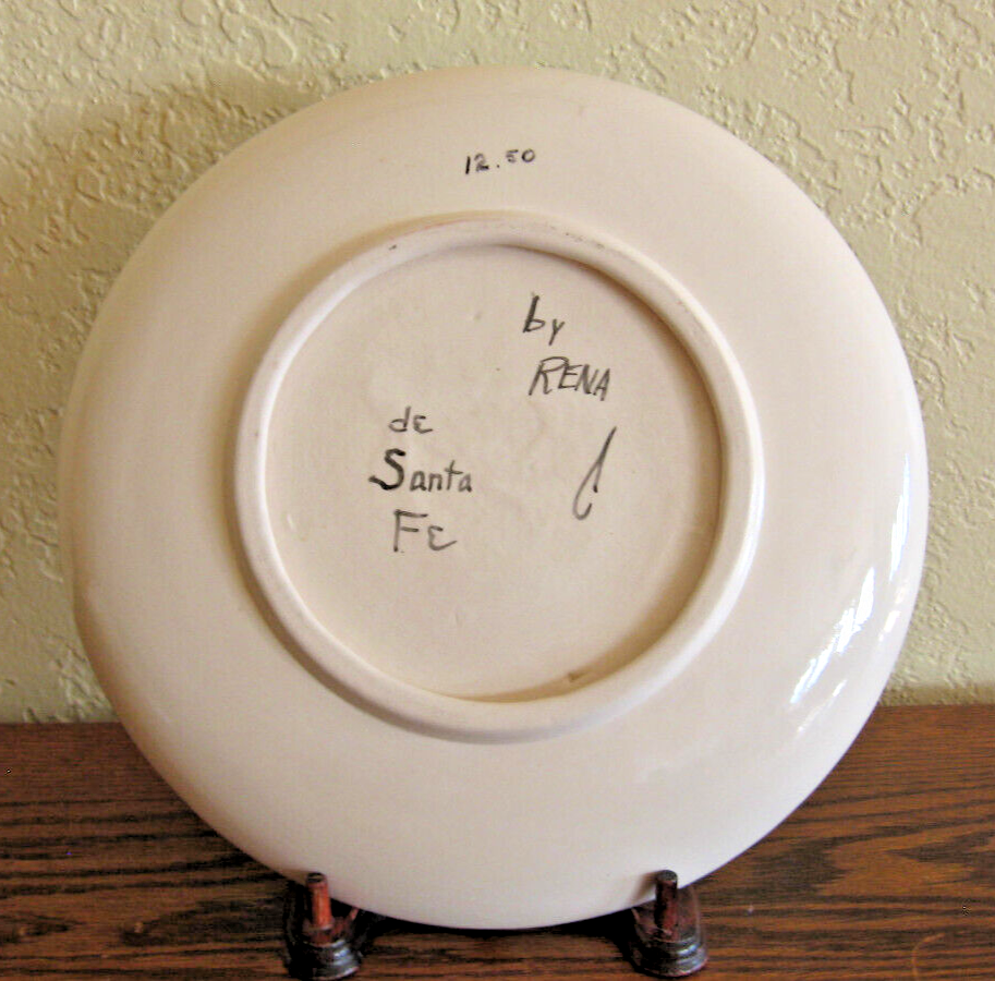 Rena Paradis Hand Painted Pottery Plate 10.5" in Native Girl Santa Fe ...