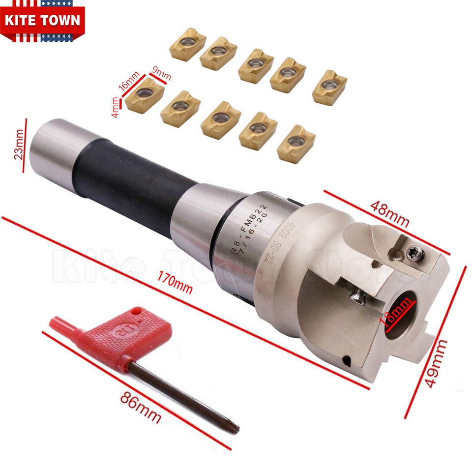 R8 FMB22 Arbor 400R 50MM Face End Mill Shell Cutter 10Pc APMT1604 ...