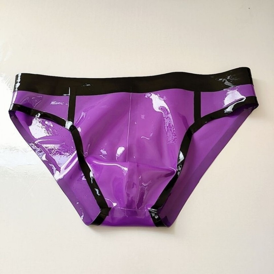 US Men's Latex Rubber Tight fitting Shorts Bulge Enhanced Briefs ...