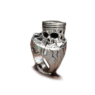 Skull piston head ring men sterling silver Biker viking celtic gothic ...