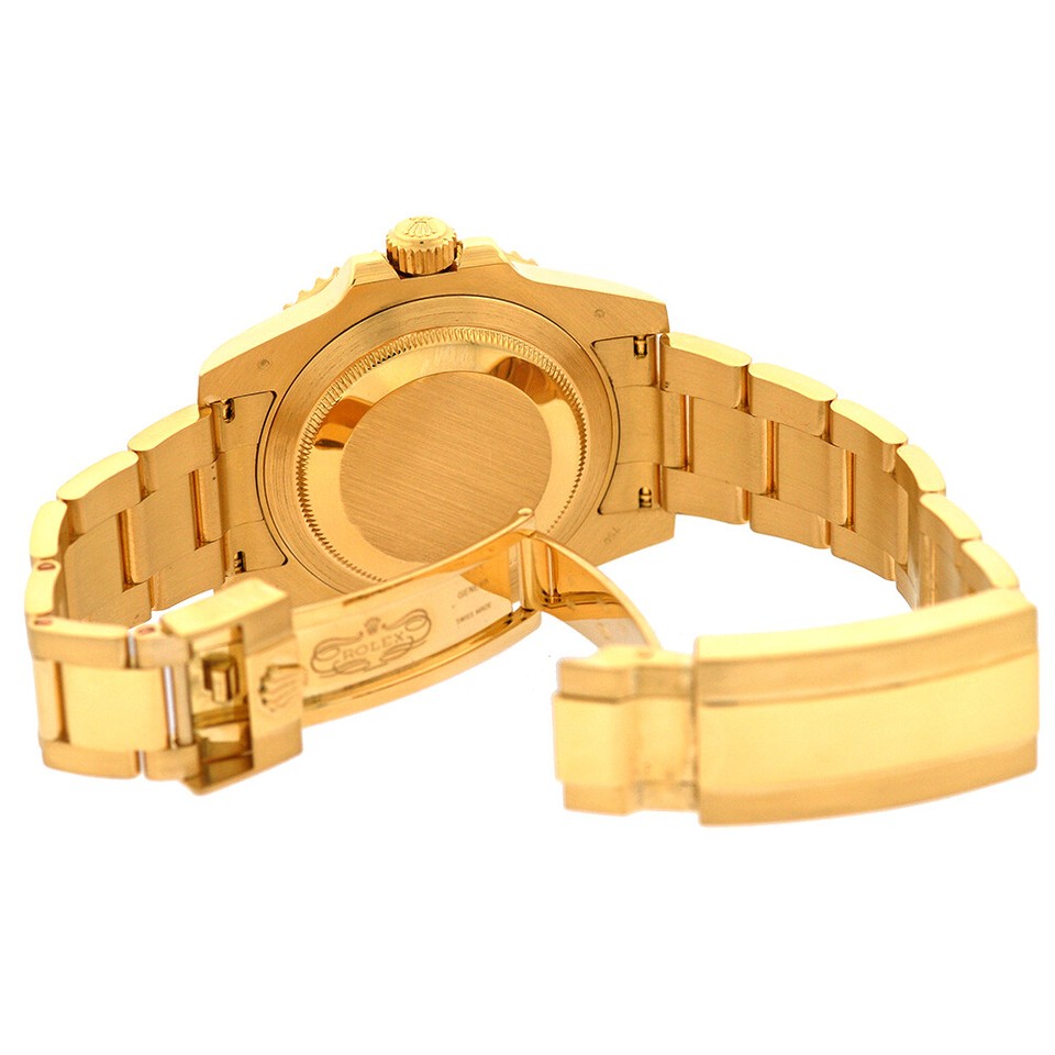 ROLEX 18K Yellow Gold Ceramic Submariner Date Black 116618 Box Warranty ...