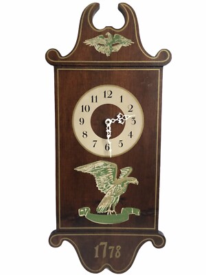 Eagle Wall Clock Wood Colonial Patriotic 24” Vtg Mid Century Sears ...