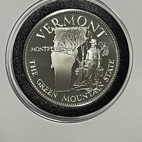 Vermont State Proof Coin 1 Troy Oz .925 Fine Sterling Silver Medal ...