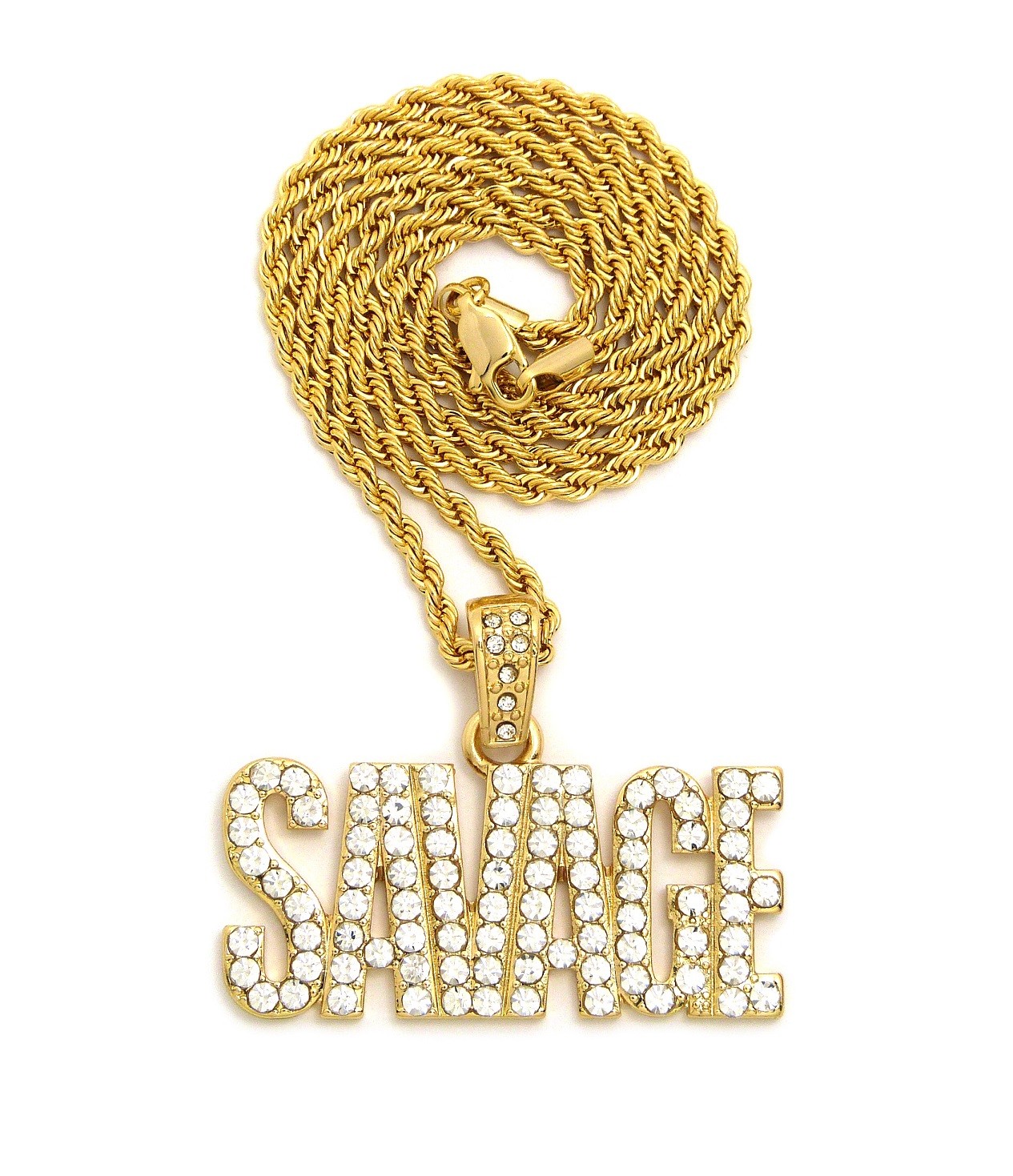 NEW SAVAGE PENDANT & 24" BOX/CUBAN/ROPE CHAIN HIP HOP NECKLACES - XZ202 ...