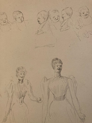 Very Nice Drawing Antique Ink Child Baby Portrait Character Xixth to ...