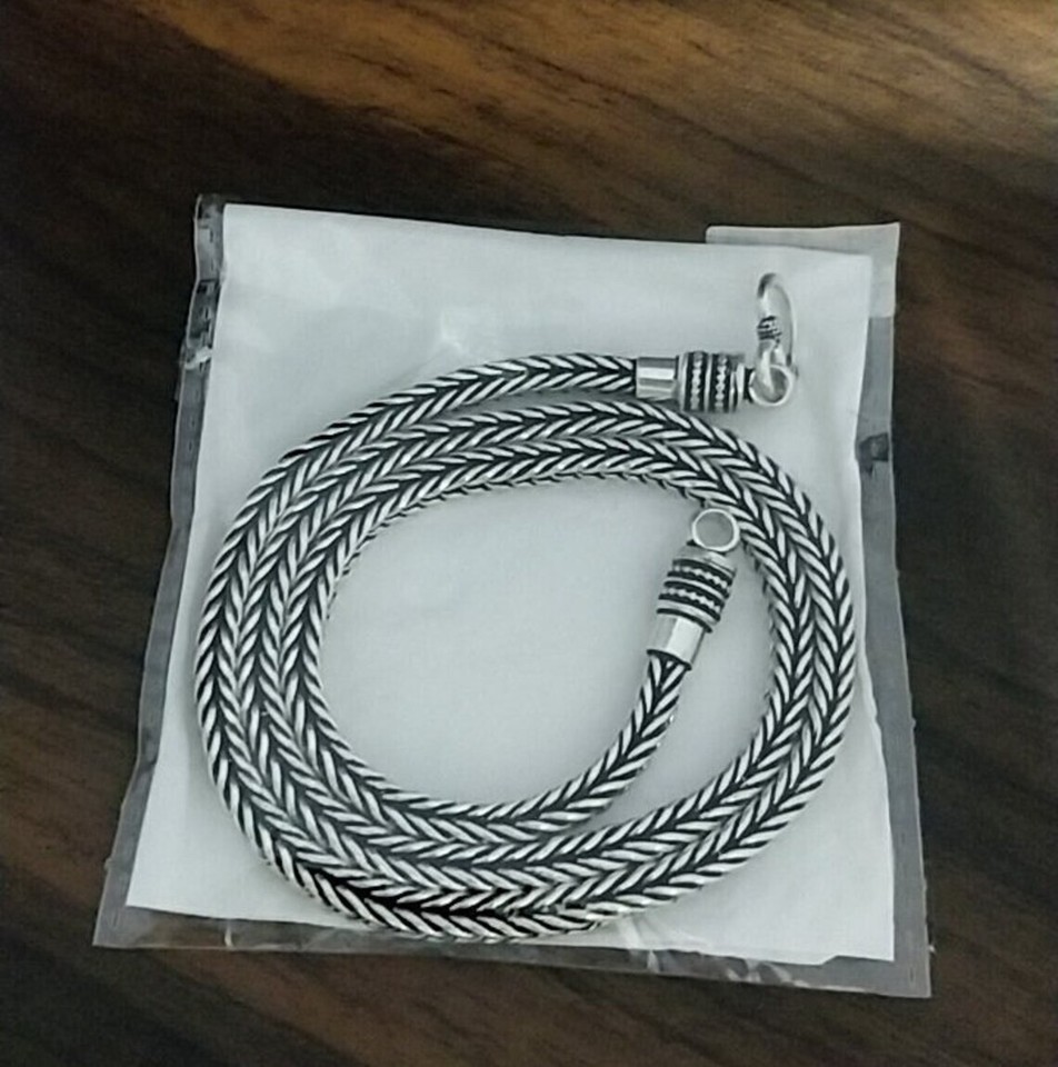Woven Foxtail Chain Necklace for Men's - Solid 925 Sterling Silver ...