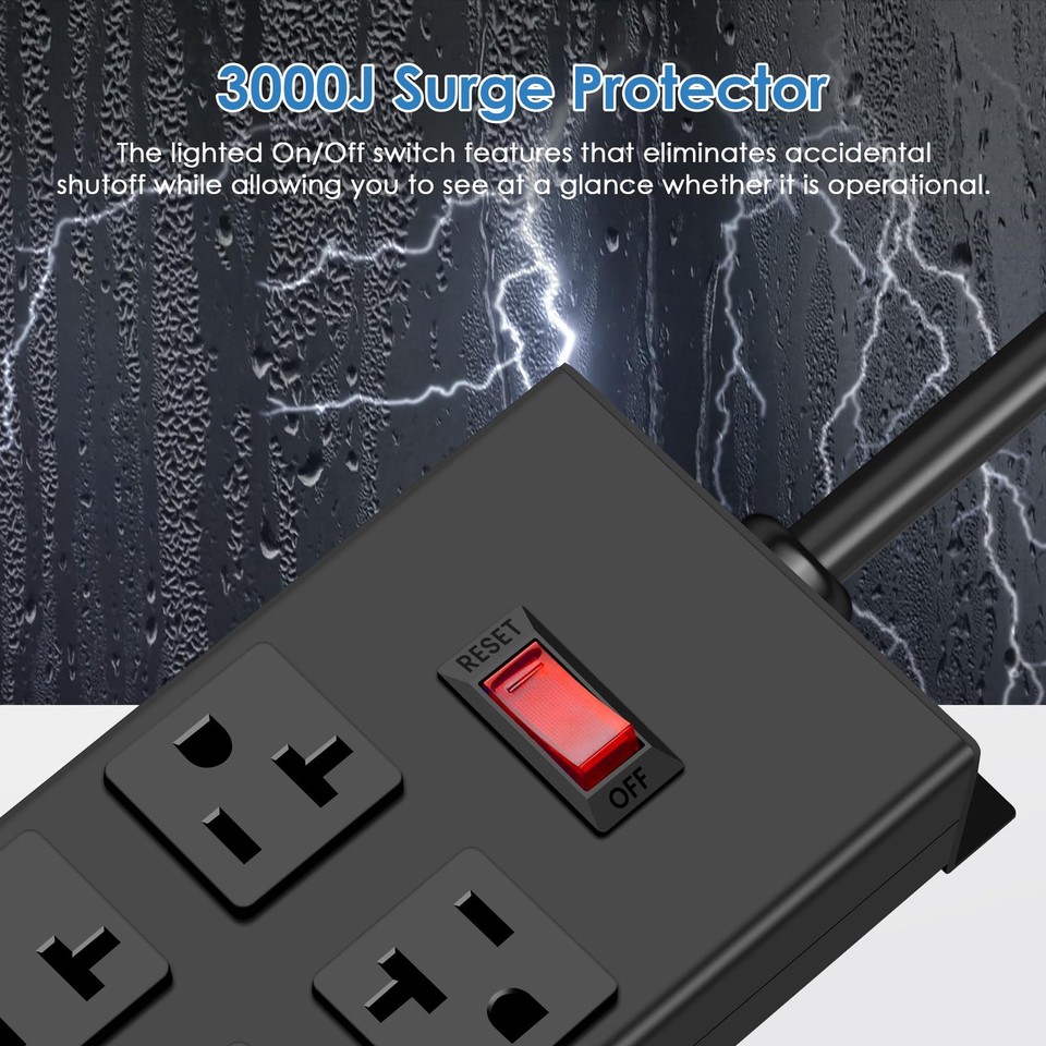 Heavy Duty 20 Amp Power Strip, Garage 16 Outlets Metal 12 Gauge Surge ...