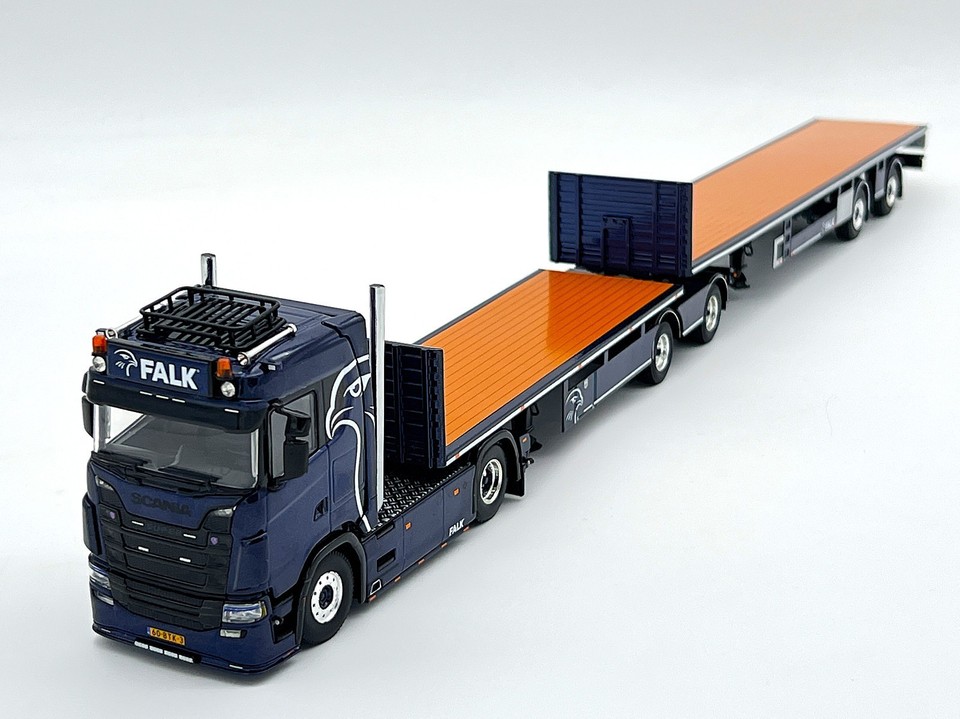 Scania S normal CS20N 4x2 flatbed roadtrain "Falk" WSI truck models 1: ...