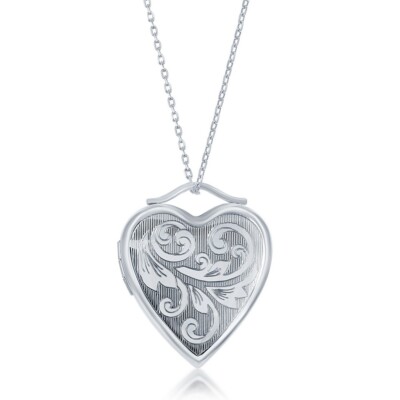 Sterling Silver Leaf Swirl Heart Locket W/chain | eBay