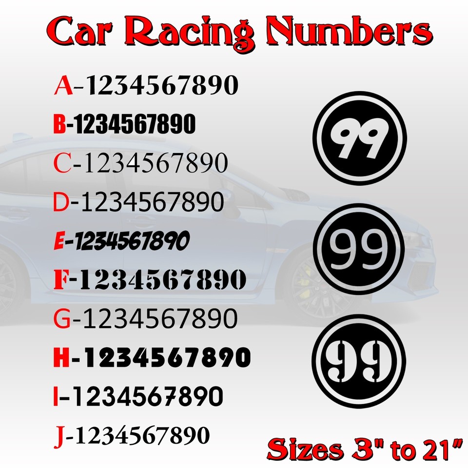 2 pack Racing circle numbers car door custom number rally sport die-cut ...
