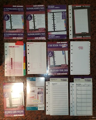VINTAGE Day Runner Refills A-Z Tabs Tel Bus Card Holder NOS Bundle with ...