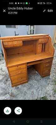 Winners Only Wooden Roller Desk Brown Solid Oak Lock and Key Working ...