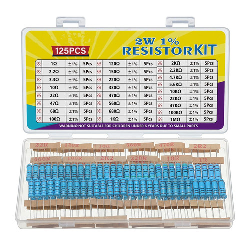 2W 25 Values Metal Film Resistor Kit 1% Resistors from 1 Ohm to 1M Ohm ...