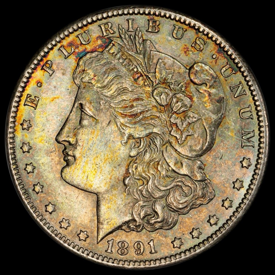 1891-CC $1 AU58 Toned Morgan Silver Dollar - PCGS Gold Shield - Carson ...