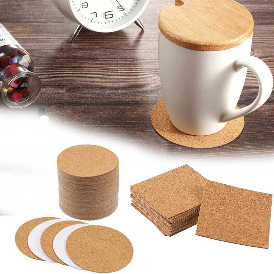 Cup Pad Cork Coaster 10Pcs Cork Mat Drink Round Self-adhesive Tea Tool ...