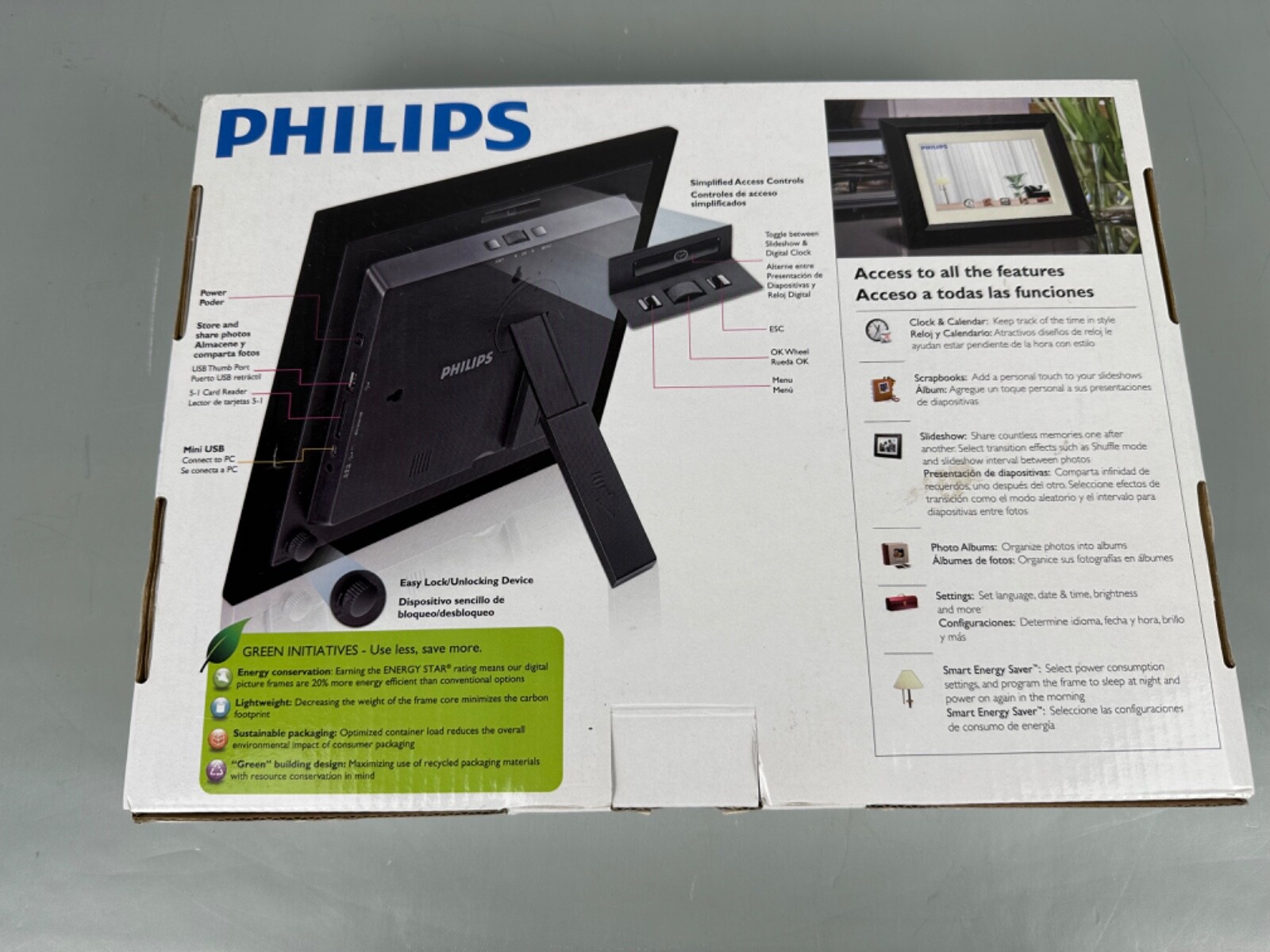 Philips Home Essentials Digital PhotoFrame 7”Black Frame New In Box ...