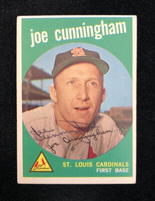 JOE CUNNINGHAM 1959 TOPPS AUTOGRAPHED SIGNED AUTO BASEBALL CARD 285 ...