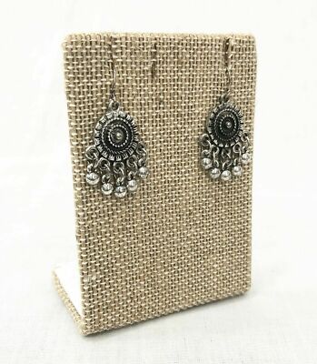 Necklace Earring Pendant DISPLAY STAND Linen Burlap Jewelry Holder 2 ...