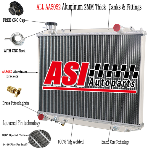 2ROW Radiator for Ford PD PE PG PH Courier Mazda Bravo B2500 B2600 1996 ...