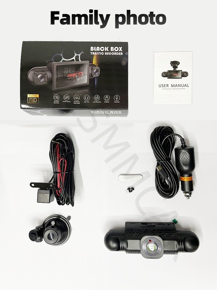 Car Dash Cam 1080P DVR Driving Recorder 4 Channel Front Left Right Rear ...