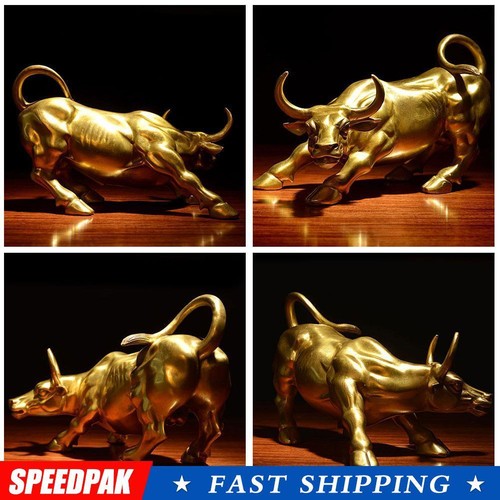 2021 Years Bull Statue Ox Brass Sculpture Wall Street Bulls L6B3 ...