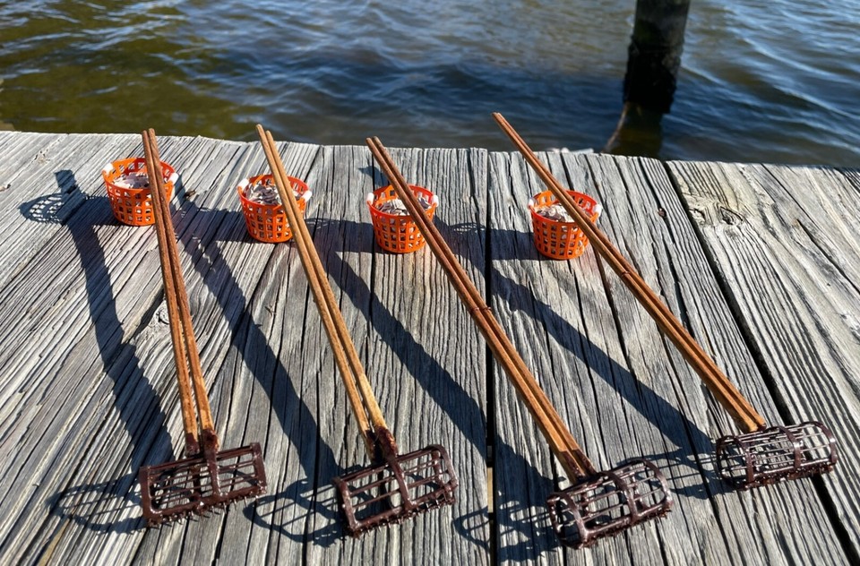 MINIATURE OYSTER TONGS, HAND TONGS, 13 IN. LONG, NAUTICAL ACCESSORY, 1: ...