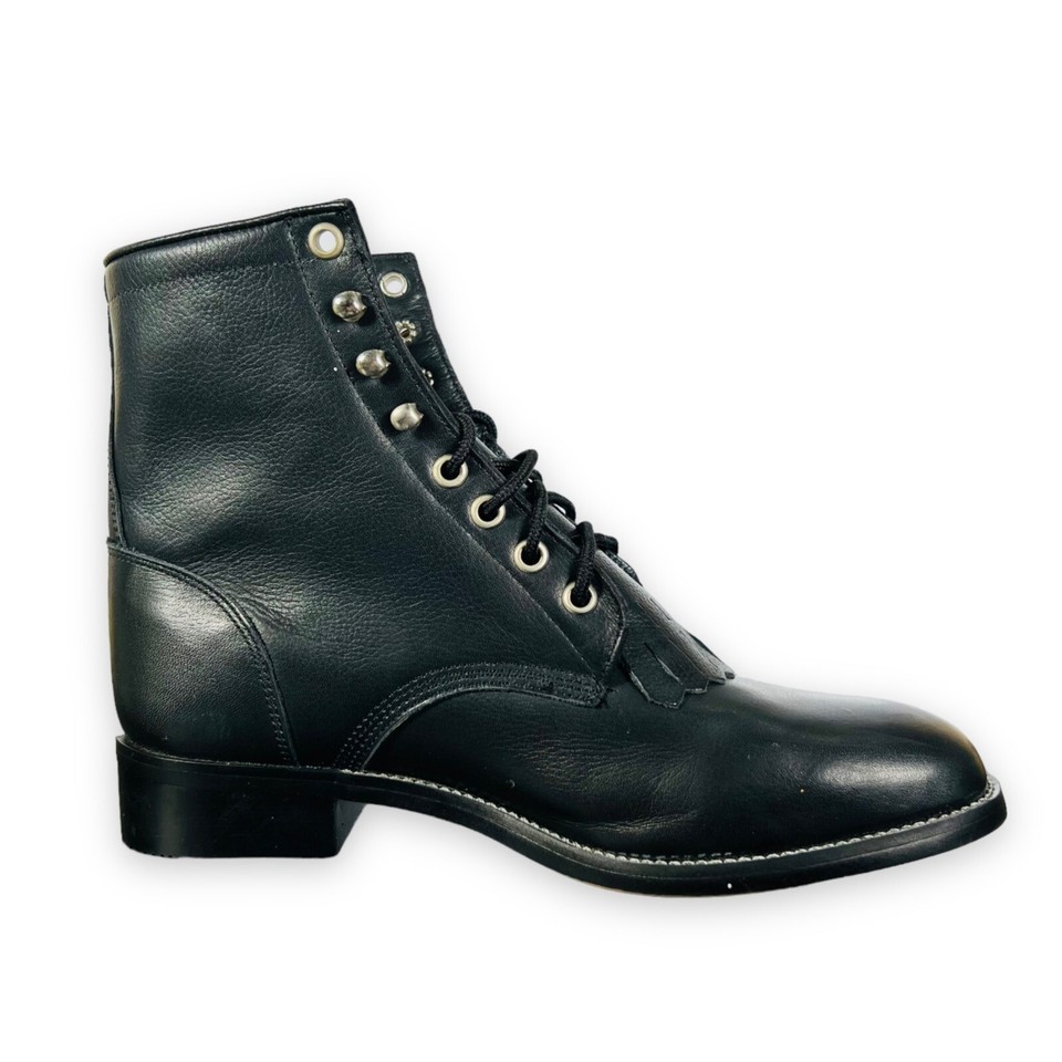 Justin Boots Roper Lace-up Western Boots Black Leather 620Y Women's 5D ...