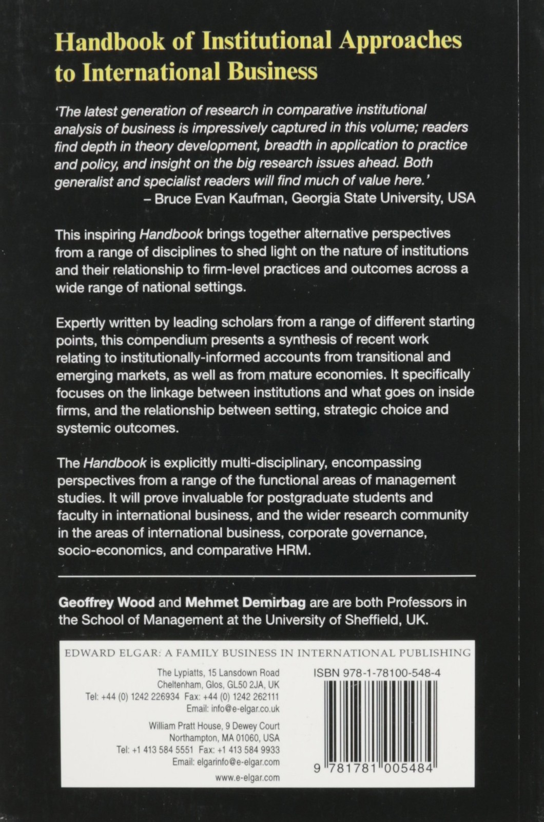 Geoffrey Wood Handbook of Institutional Approaches to International (Tascabile) | eBay