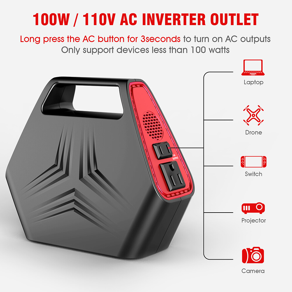 Portable Power Station 100W 146Wh AC 110V Camping Battery Pack Solar ...