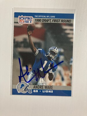 1990 ANDRE WARE Auto PRO SET NFL RC #675 DETROIT LIONS HOUSTON signed ...