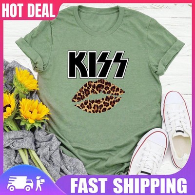 Kiss leopard lips t shirt tee-Olive Green-XXXL | eBay