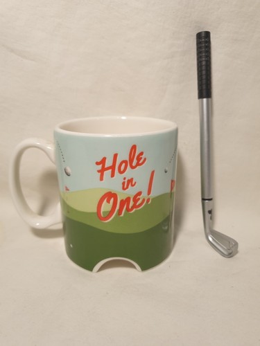 Hole in One Mug W/ Pen Putter Vintage Golf Sports Theme Porcelain Cup ...