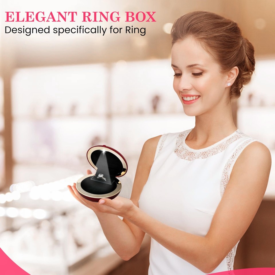 Novel Box Slim Ring Box with LED Light for Engagement Wedding Special ...