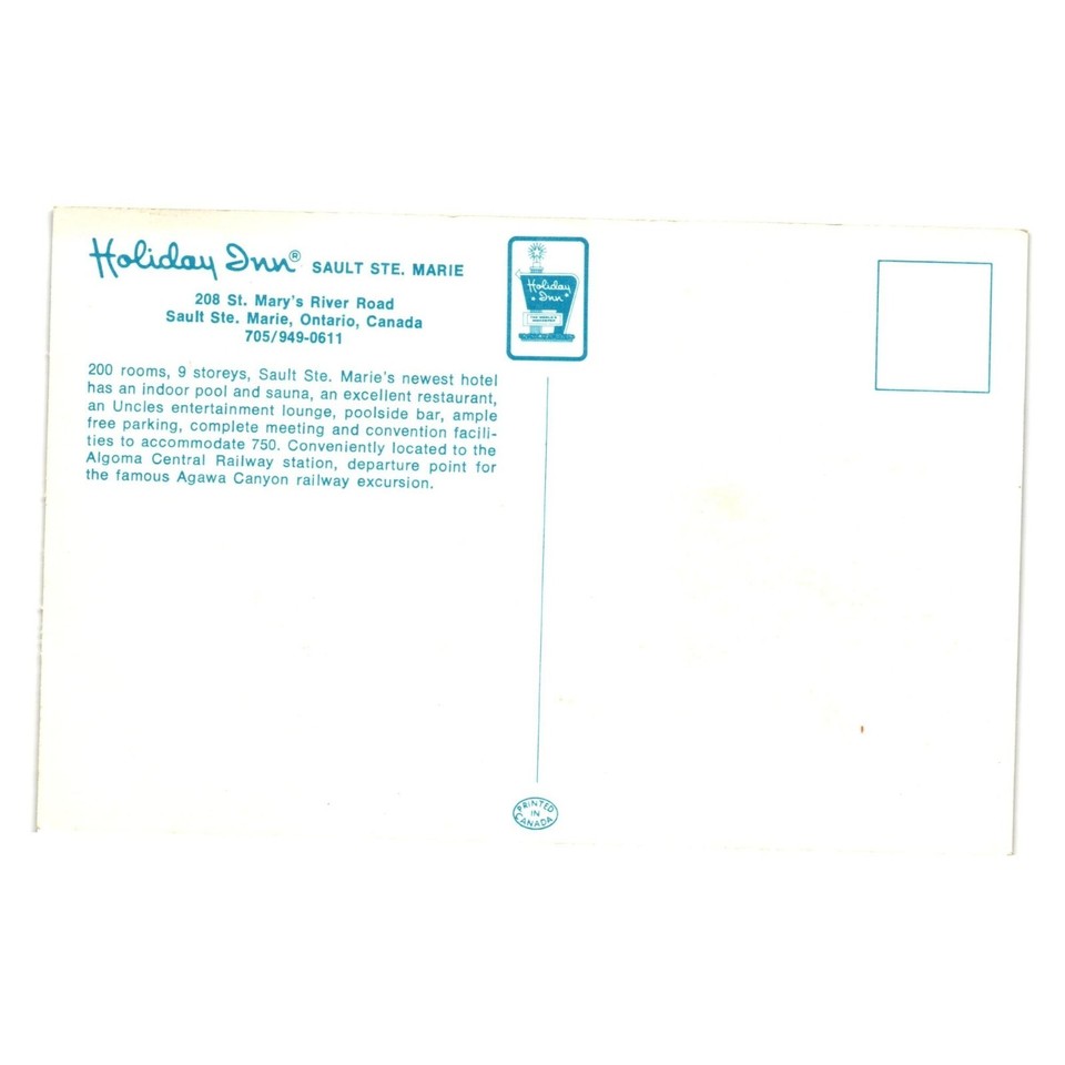 Vintage Postcard Holiday Inn Ontario Canada Sault Ste Marie Art ...