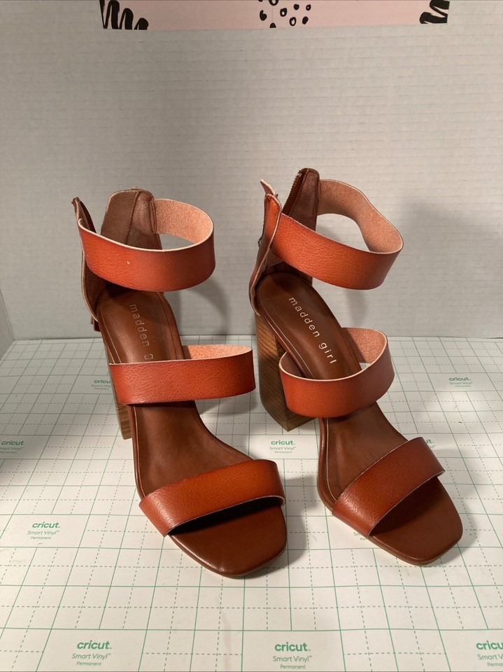 Madden Girl Clyde Chunky Square Toe Box Sandal in Brown Size 6M Boho ...